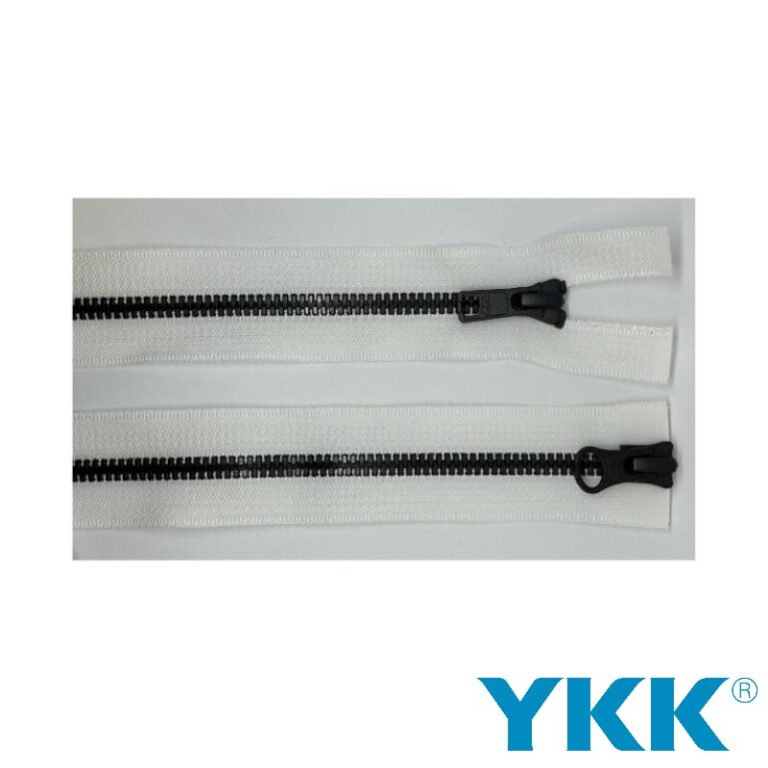 YKK hammaslukk 2 kelku alt lahti 6mm valge matt musta hambaga 100cm | Rivet