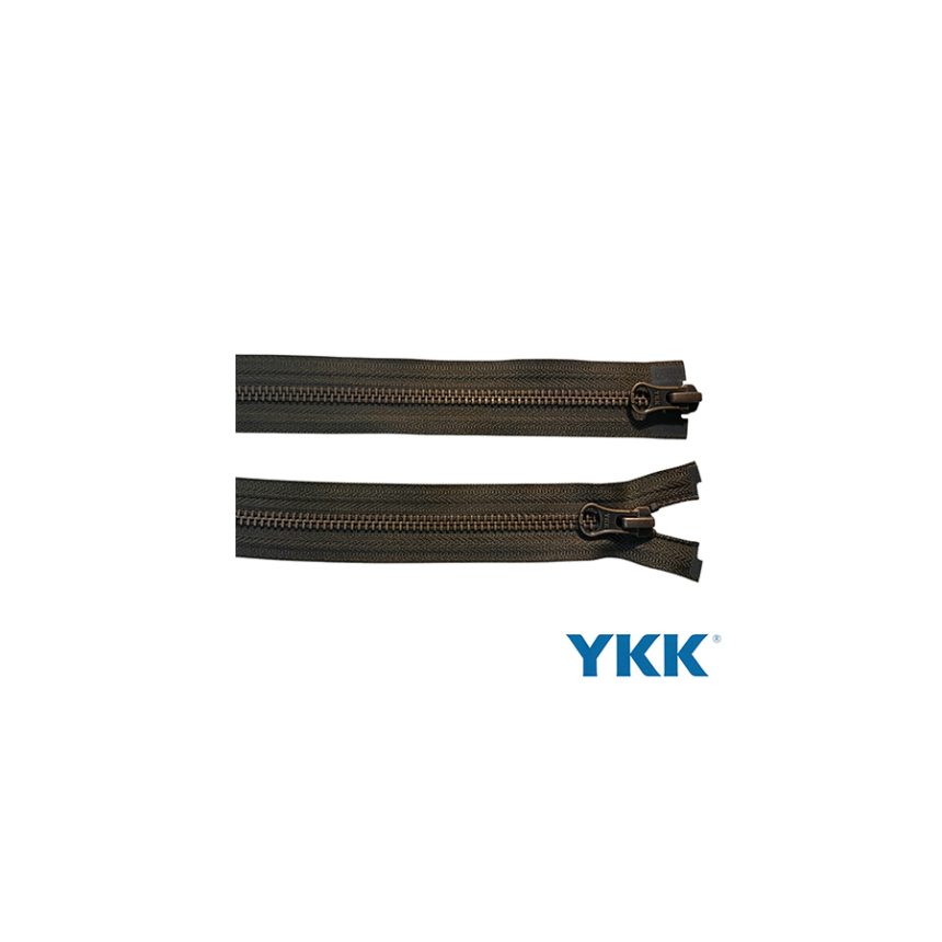 YKK Metalllukk 2 kelku alt lahti 6mm oliiv vanamessing hambaga 100cm | Rivet